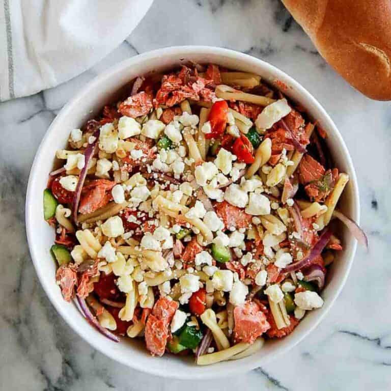 Cold Mediterranean Salmon Pasta Salad Recipe | Front Range Fed
